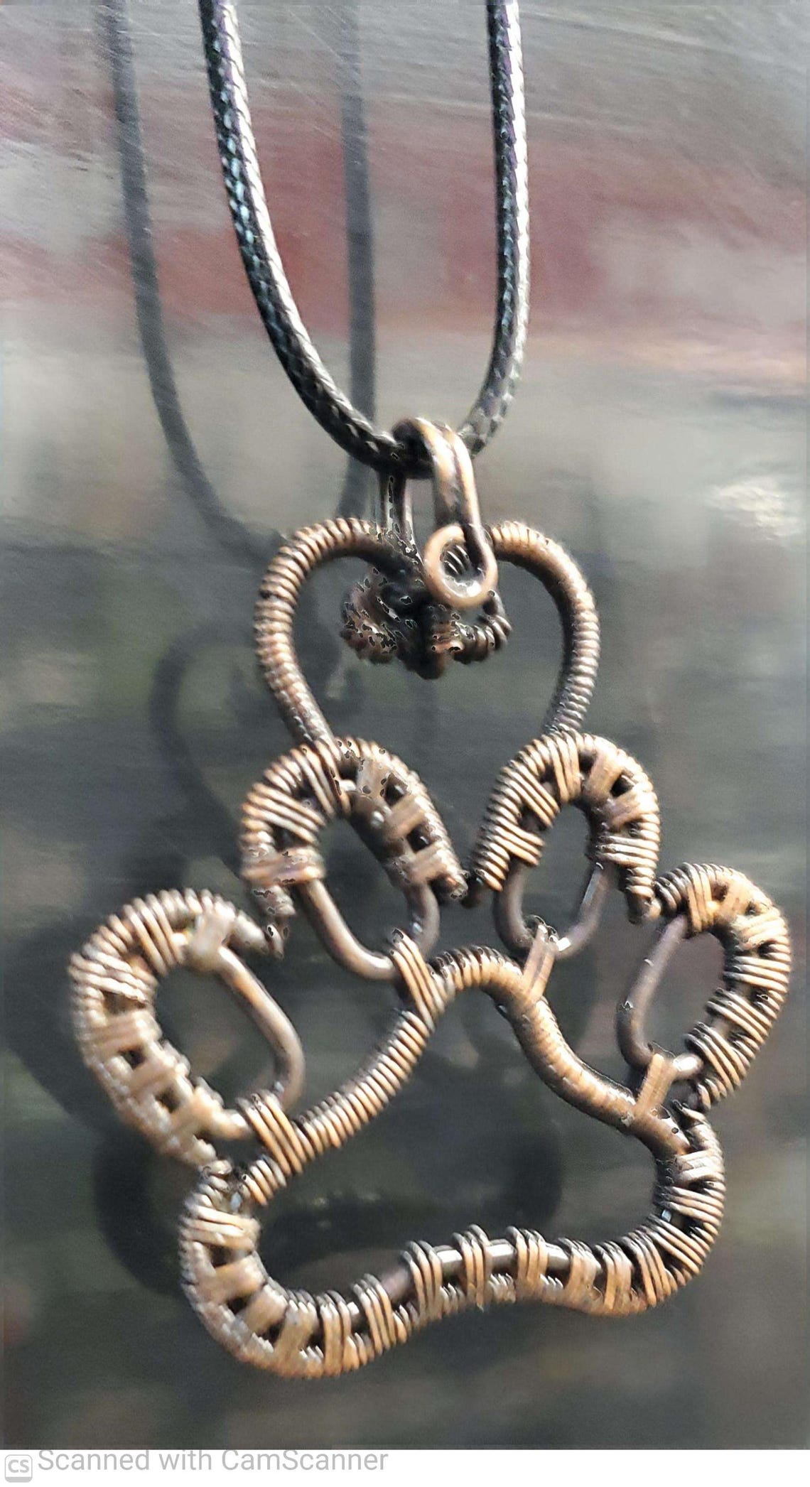 Handcrafted Copper Paw Print/heart Pendant Necklace - Etsy