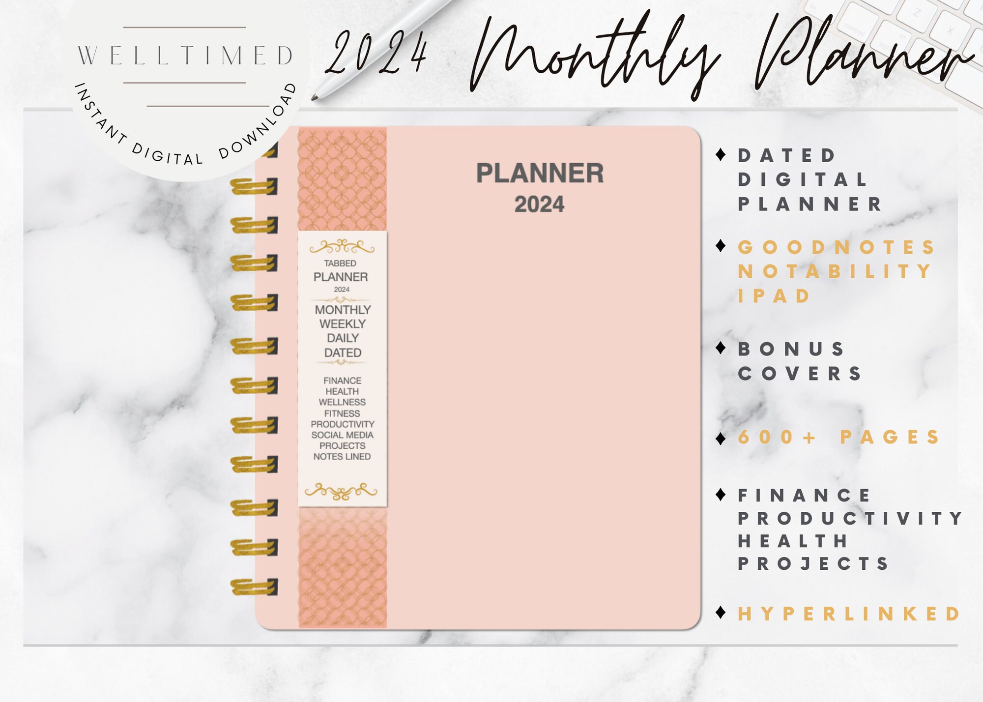 Digital Planner 2024 Dated, Goodnotes Planner, Daily Planner, Weekly ...