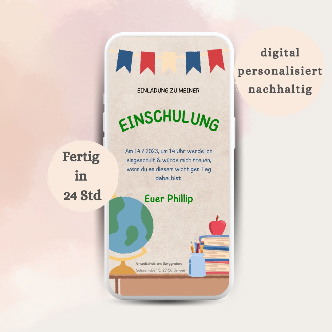 School Enrollment Invitation Digital | Personal Ecard for the Start of ...