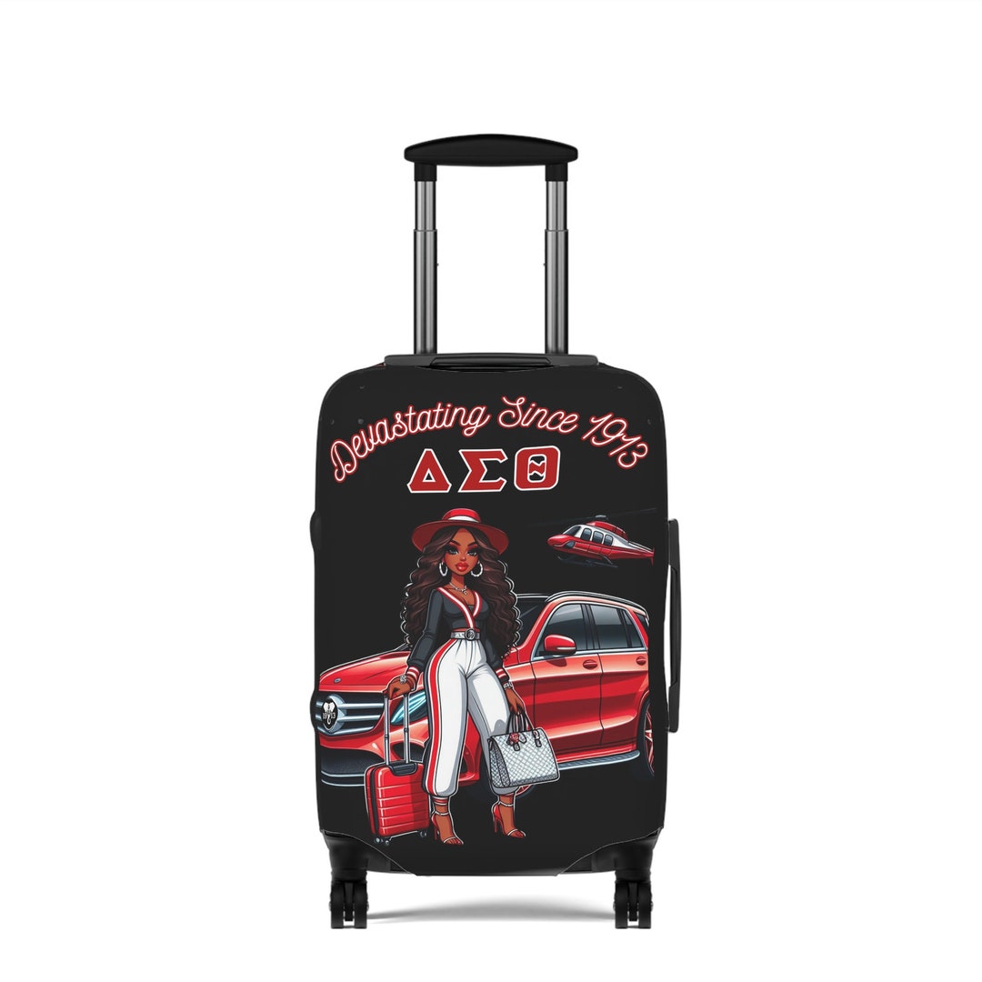 Delta Sigma Theta Luggage Cover, Trendy Graphic HBCU D9 Travel ...