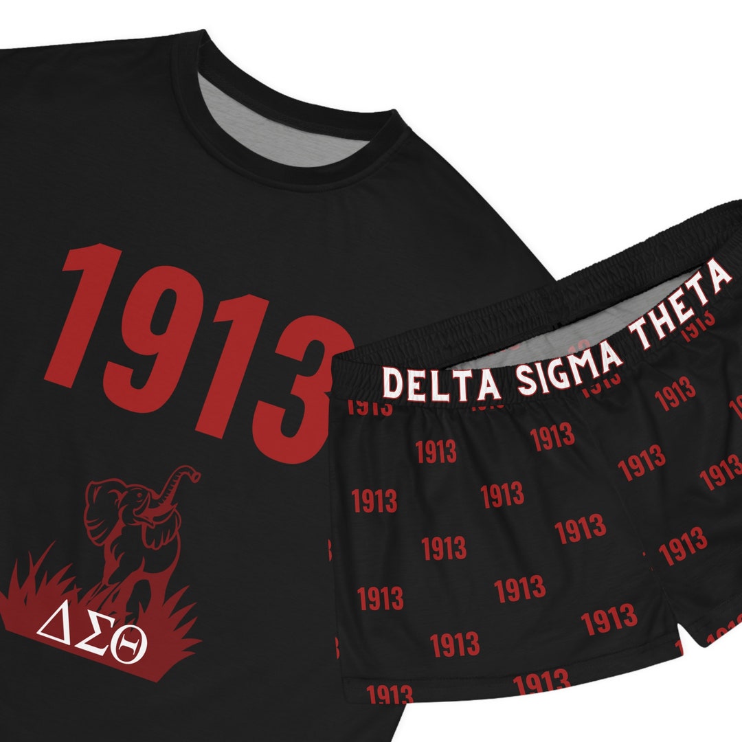 Delta Sigma Theta Pajama Short Set Trendy Graphic Hbcu D9 Sorority Pjs