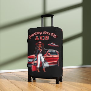 Delta Sigma Theta Luggage Cover, Trendy Graphic HBCU D9 Travel ...