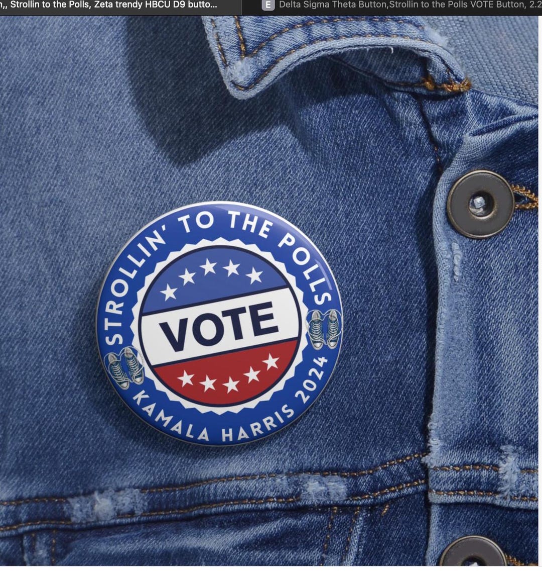 Zeta Phi Beta Election Pin, Button,strollin to the Polls VOTE, 2.25 ...