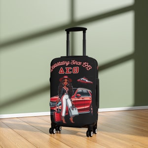 Delta Sigma Theta Luggage Cover, Trendy Graphic HBCU D9 Travel ...