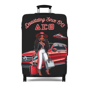 Delta Sigma Theta Luggage Cover, Trendy Graphic HBCU D9 Travel ...