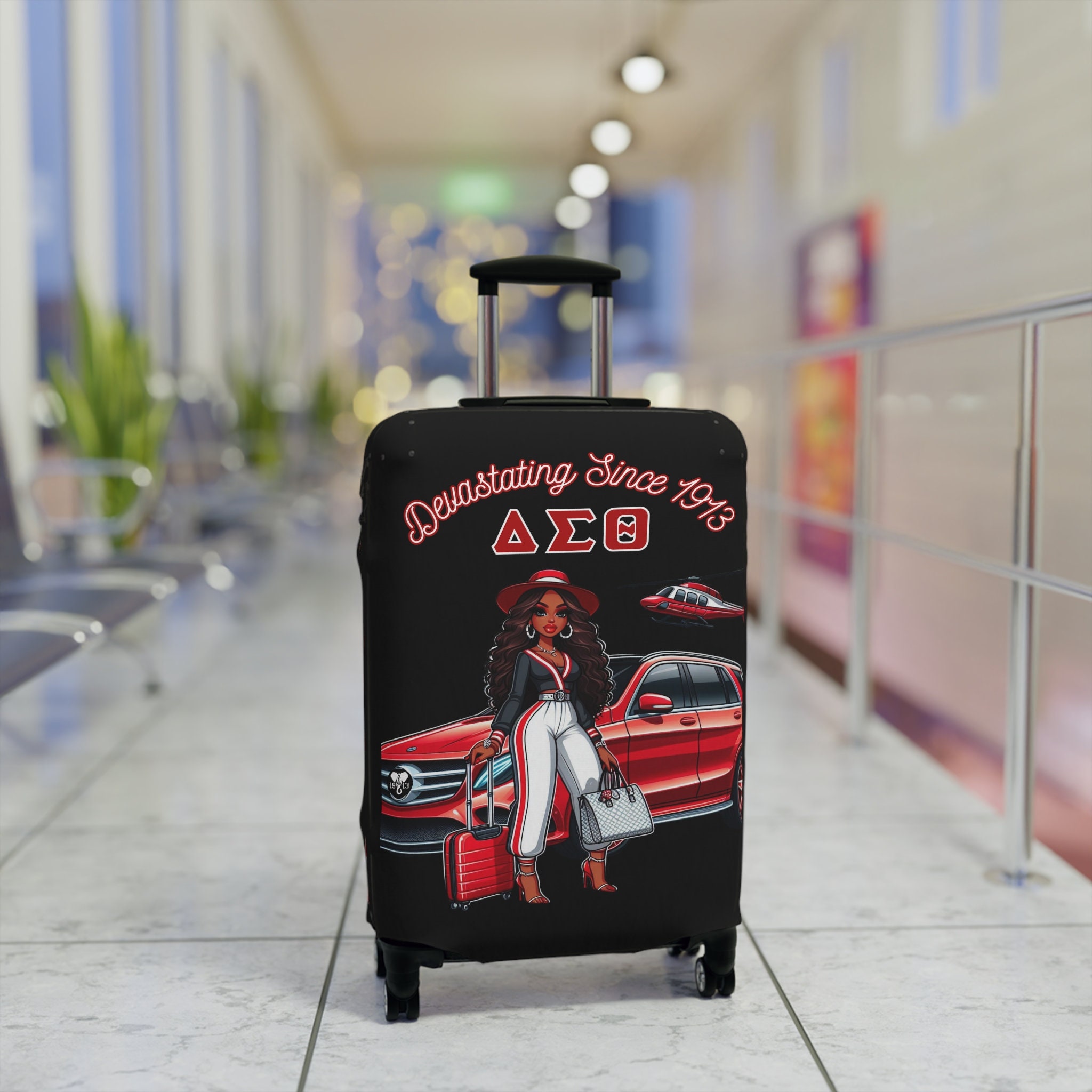 Delta Sigma Theta Luggage Cover, Trendy Graphic HBCU D9 Travel ...