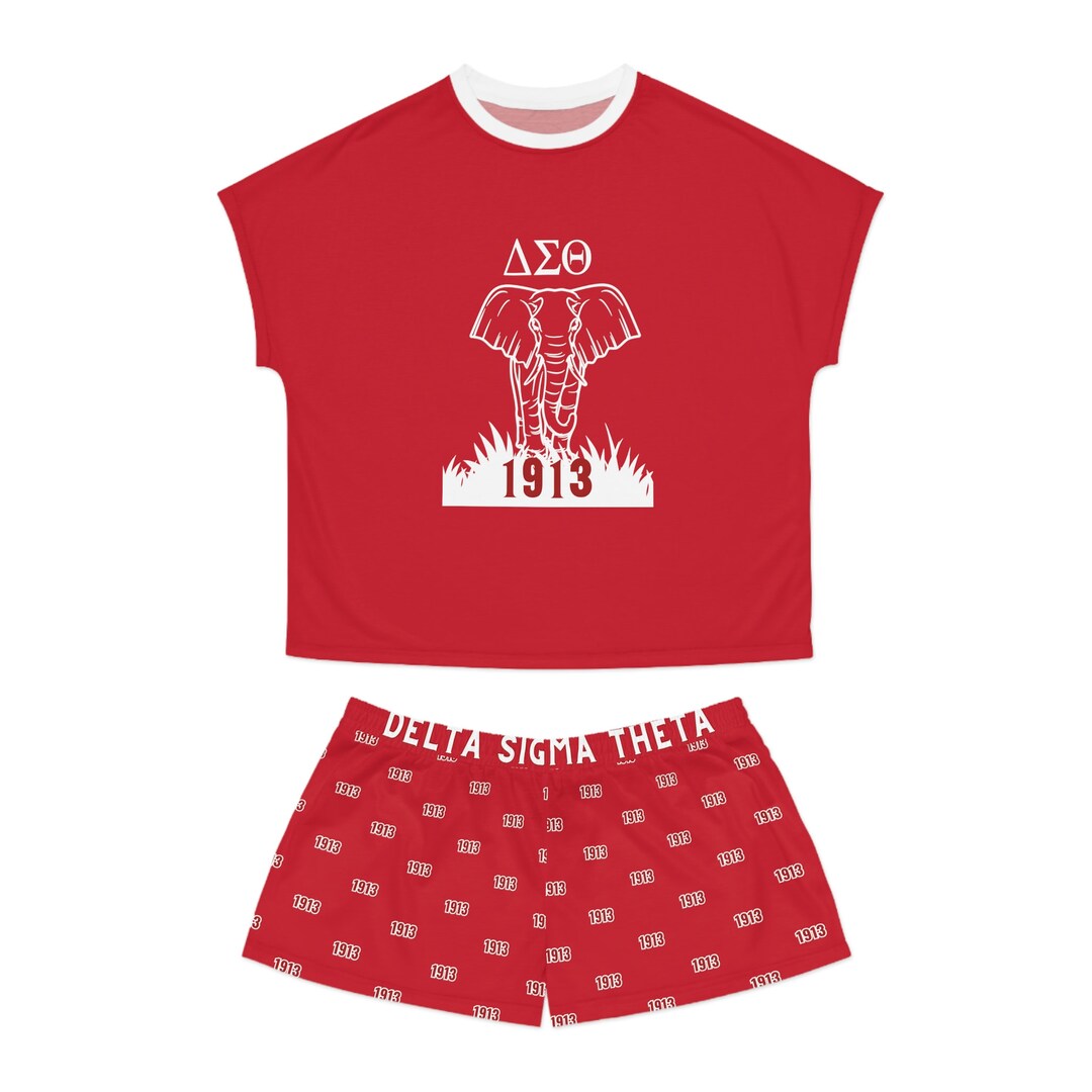 Delta Sigma Theta Red Pajama Short Set Trendy Graphic Hbcu D9 Pjs Dst