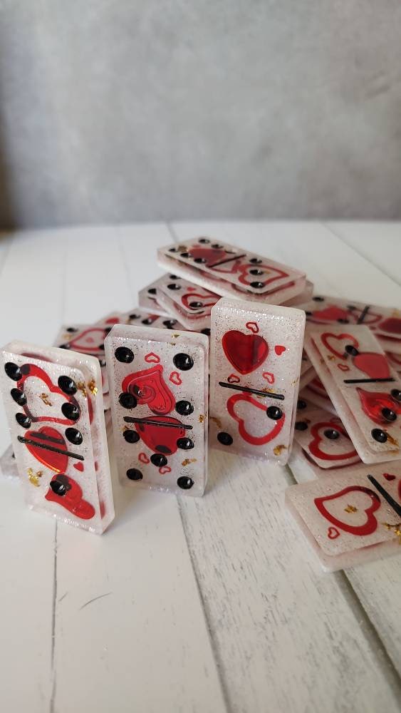 Double Six Dominoes Set my Valentine - Etsy