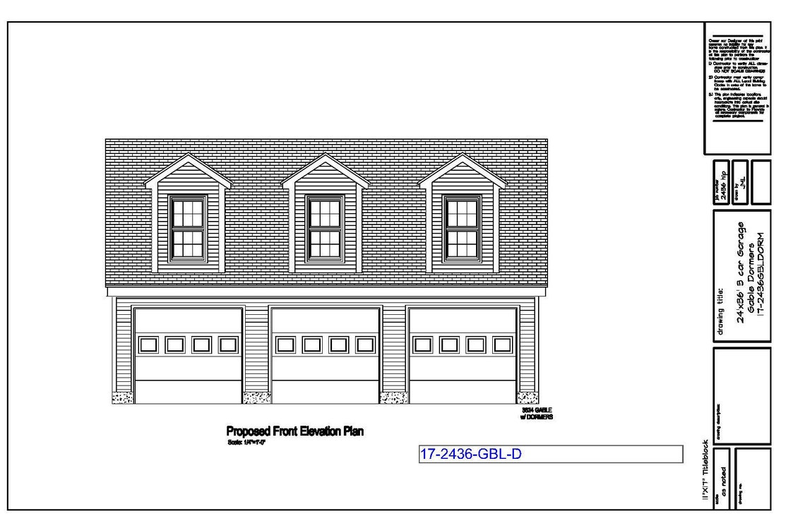 24'X36' 3 CAR GARAGE Gable End Plans Plan ID 17-2346-gbl-dorm - Etsy