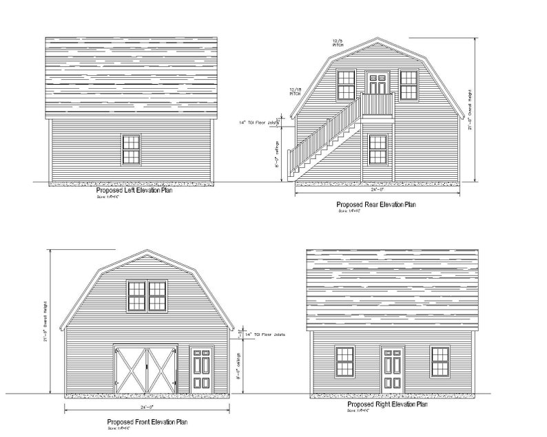 24'x24' GAMBREL BARN 24'x24' Gambrel Roof Plan - Gambrel Roof Plan 18 ...