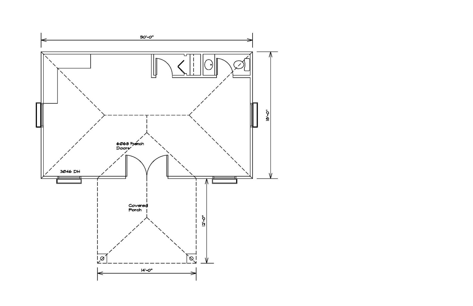 30'X18' POOL HOUSE CABANA Plans 18'x30' Hip Roof Cabana Poll House ...