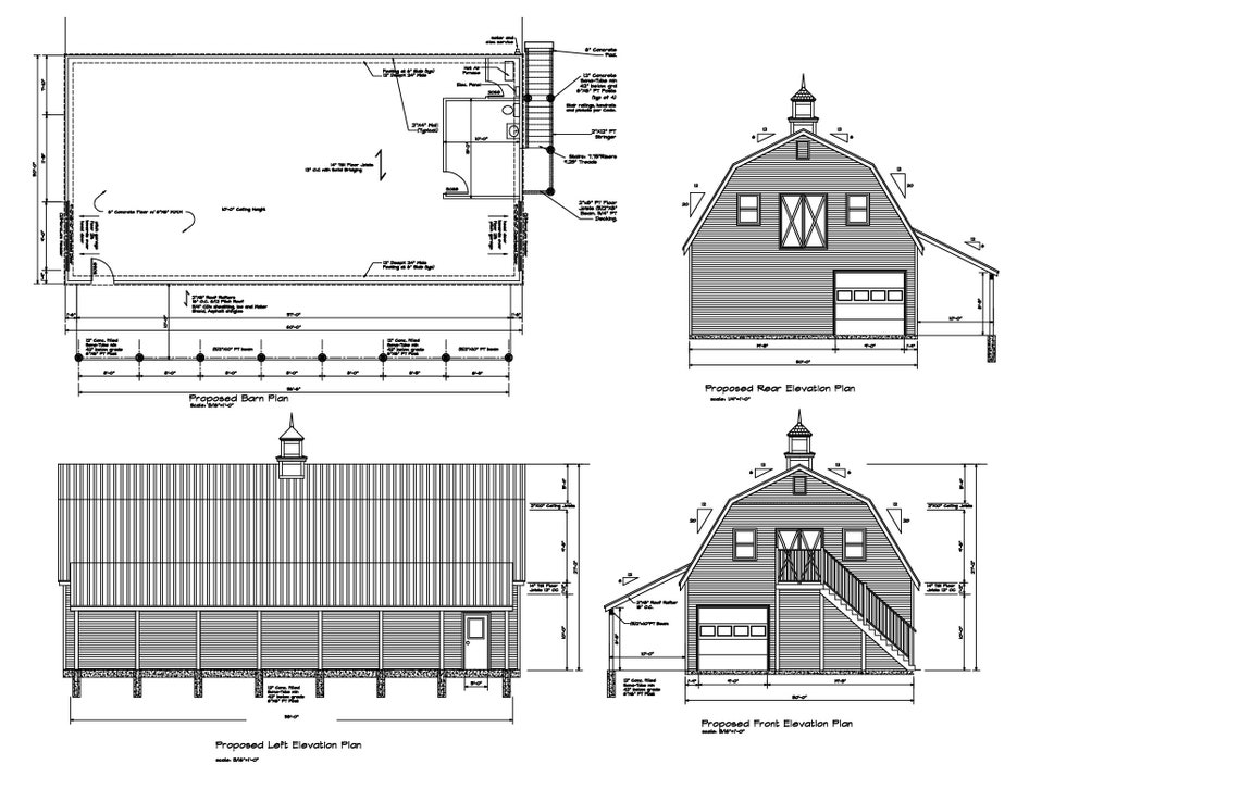 30'x60' GAMBREL BARN PLANS Gambrel Roof Plan # 17-3060-gmb-1 - Etsy