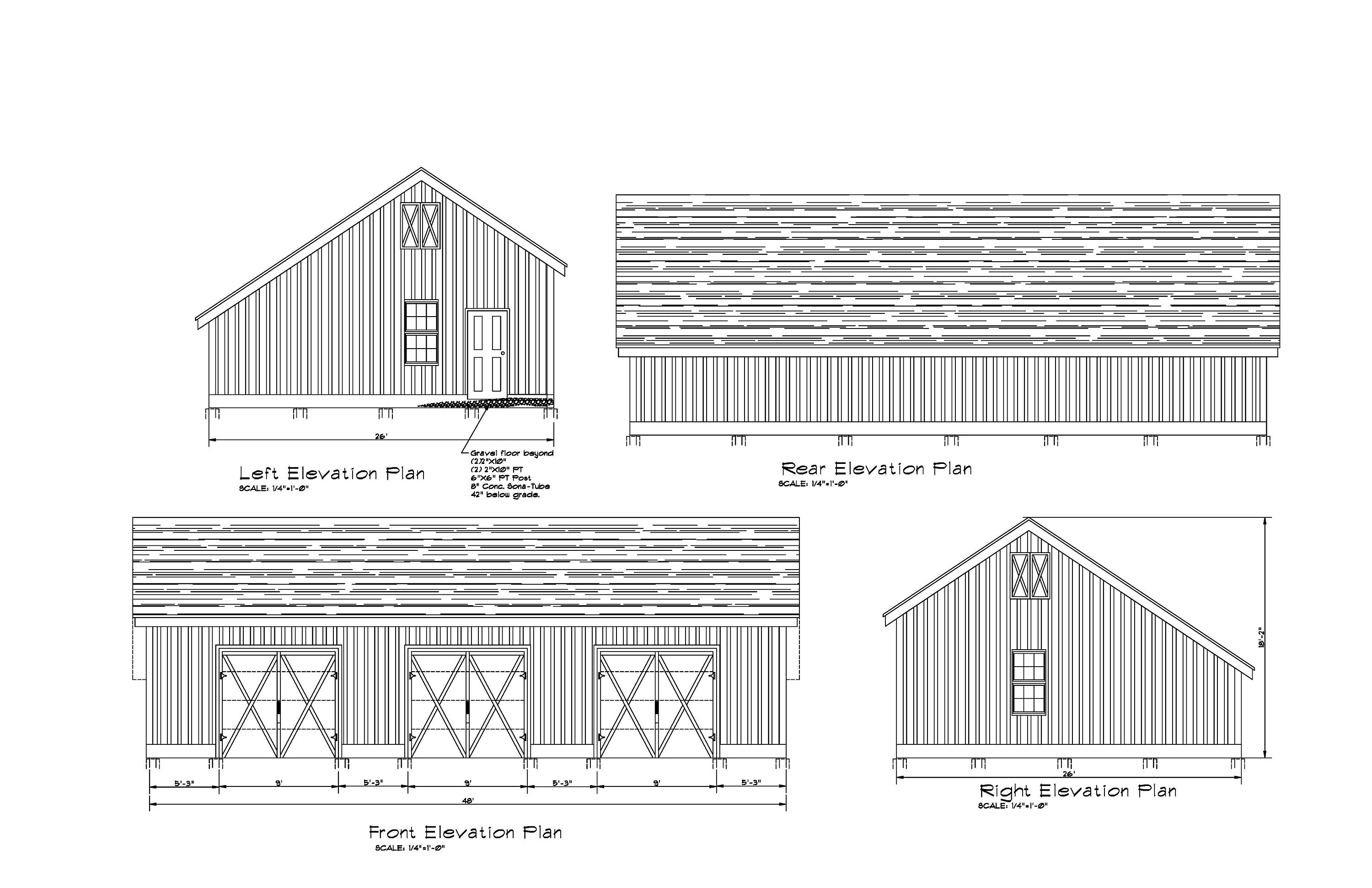 26'X48' Salt Box GARAGE PLANS 48'x26' Plan # 18-26-48-SB-5 - Etsy