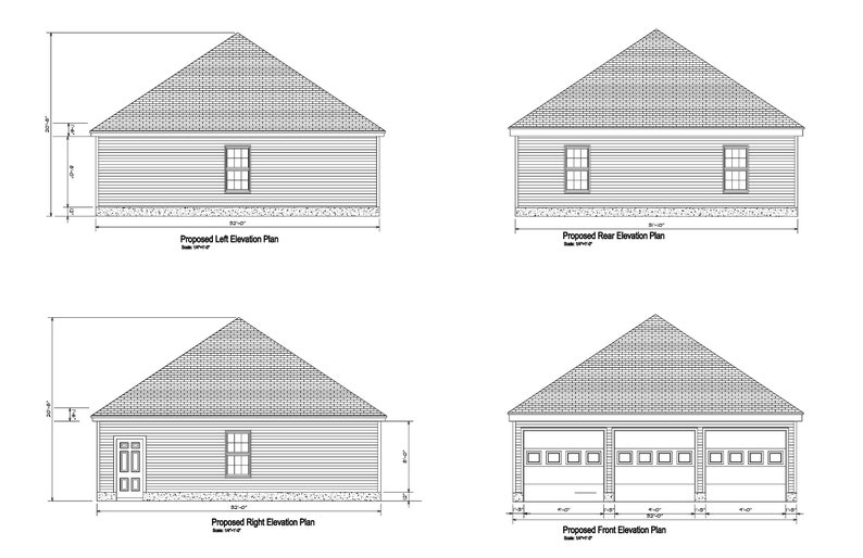 32' X 32' 3 CAR GARAGE Hip Roof Plans Plan ID 3232-hip-8 - Etsy