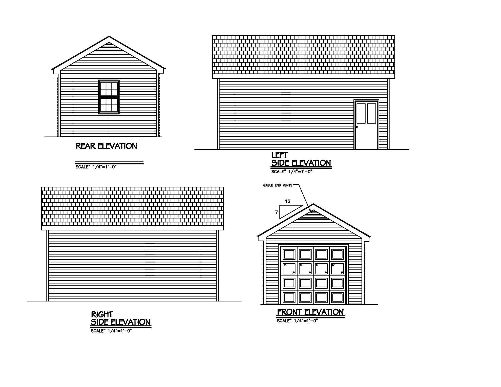 14'x24' One Car Garage GABLE ROOF PLANS Gable Roof Roof Plan # 17-1424 ...