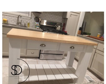 Rolling Butcher Block Top Island With Bar Seating jason - Etsy