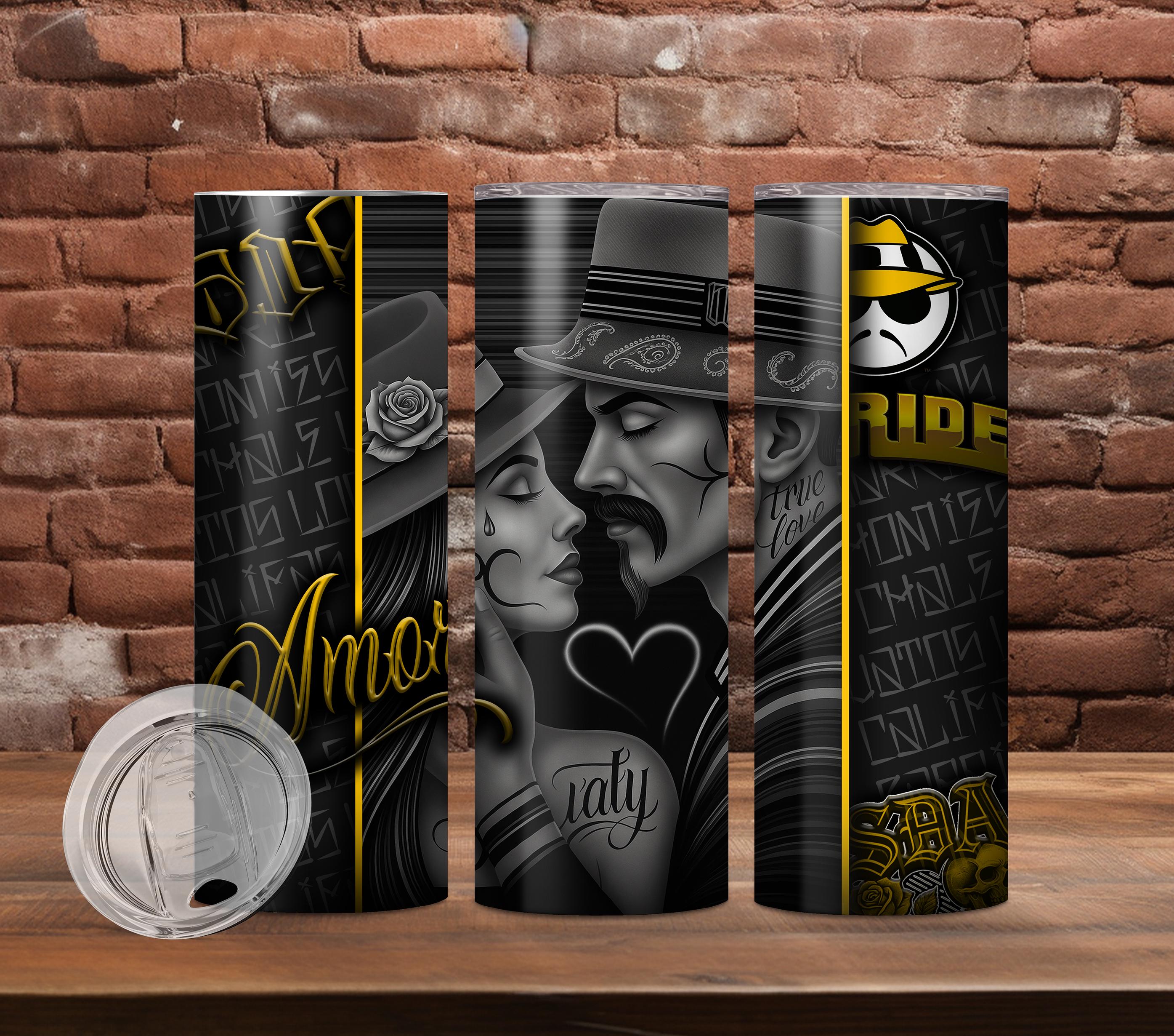 Chicano Couple Png 20oz Tumbler Wrap, Skinny Tumbler, Cholo Chola Old ...