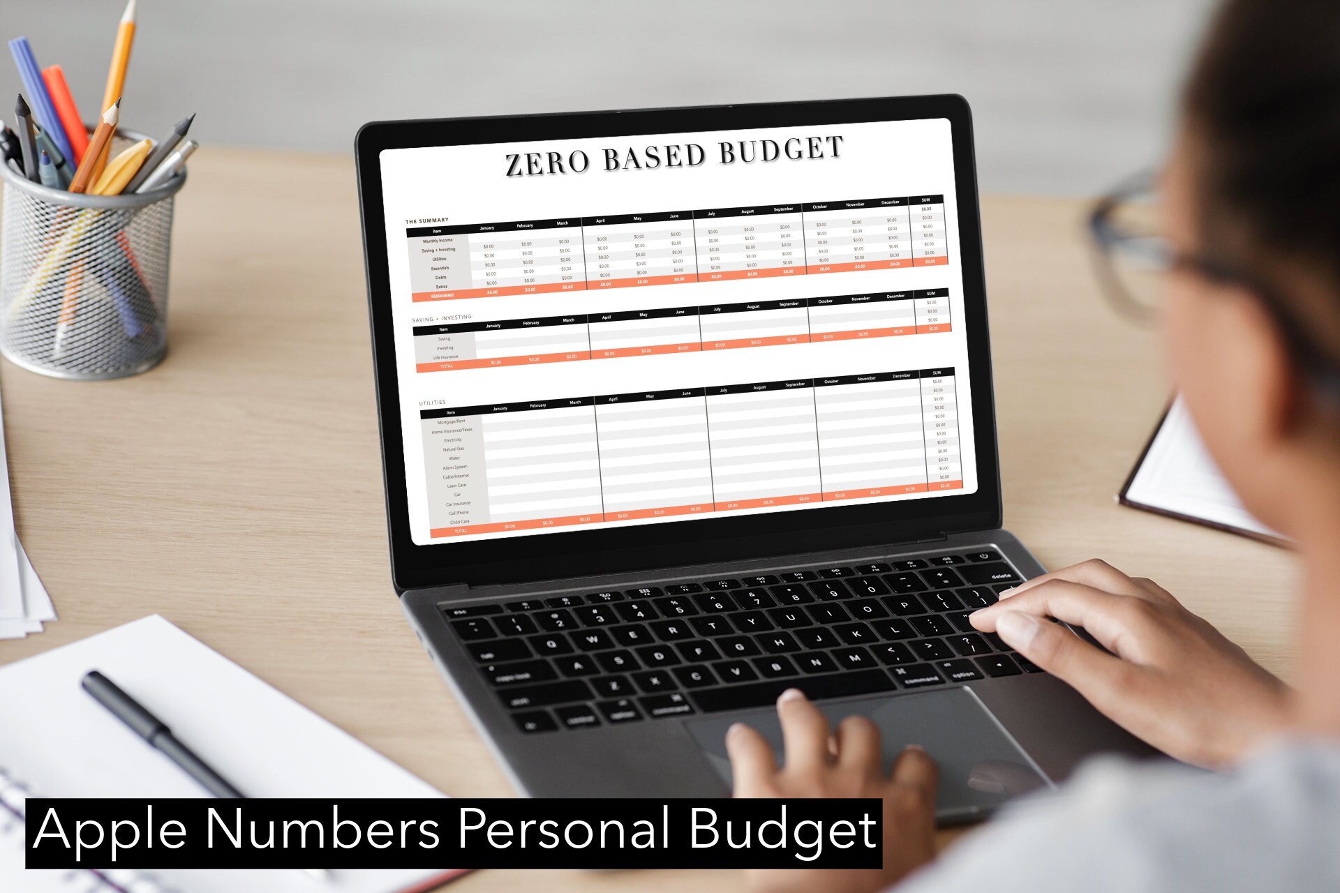 Annual Personal Budget Template numbers Monthly Breakdown - Etsy