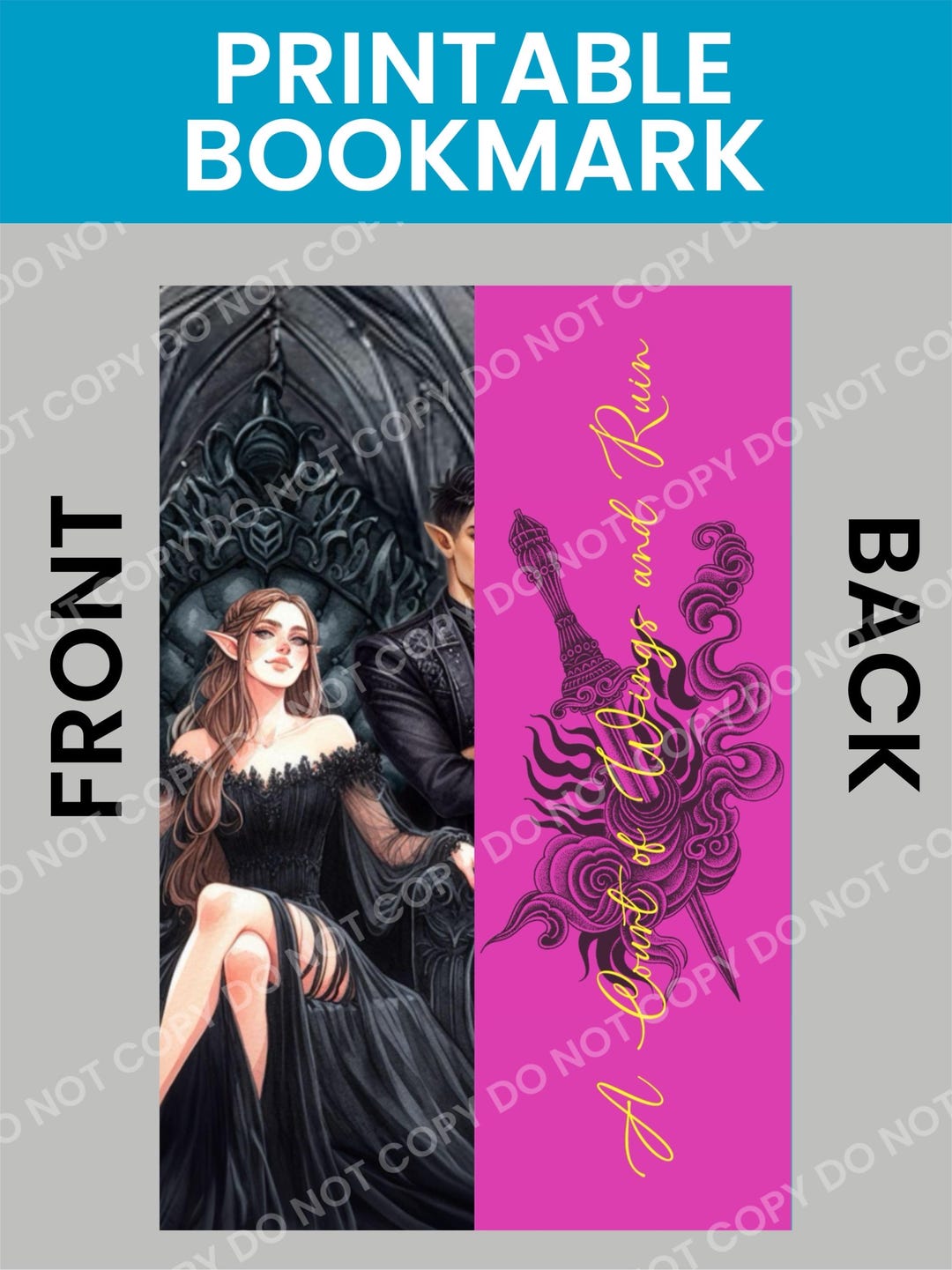 Printable Bookmark ACOWAR SJM Digital Art - Etsy
