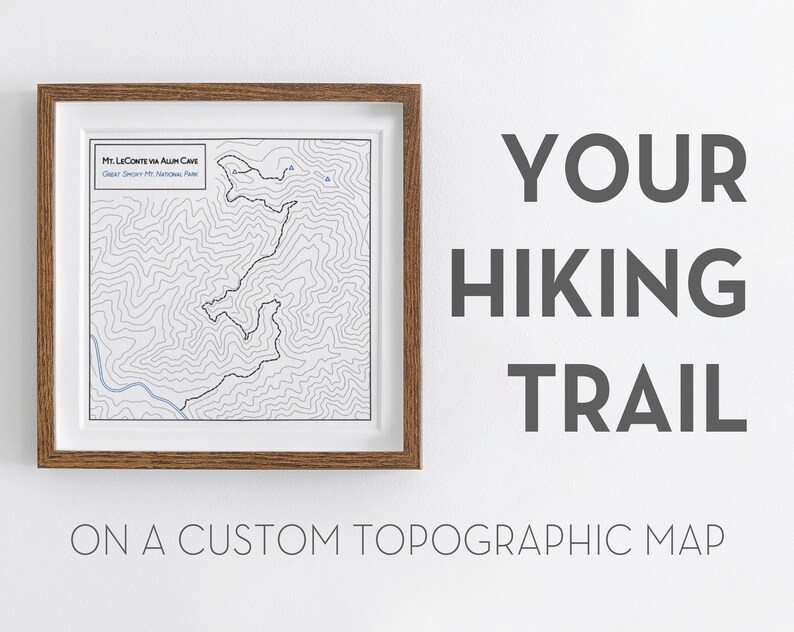 Custom Topographic Map of Your Favorite Hiking Trails 8in X 8in - Etsy