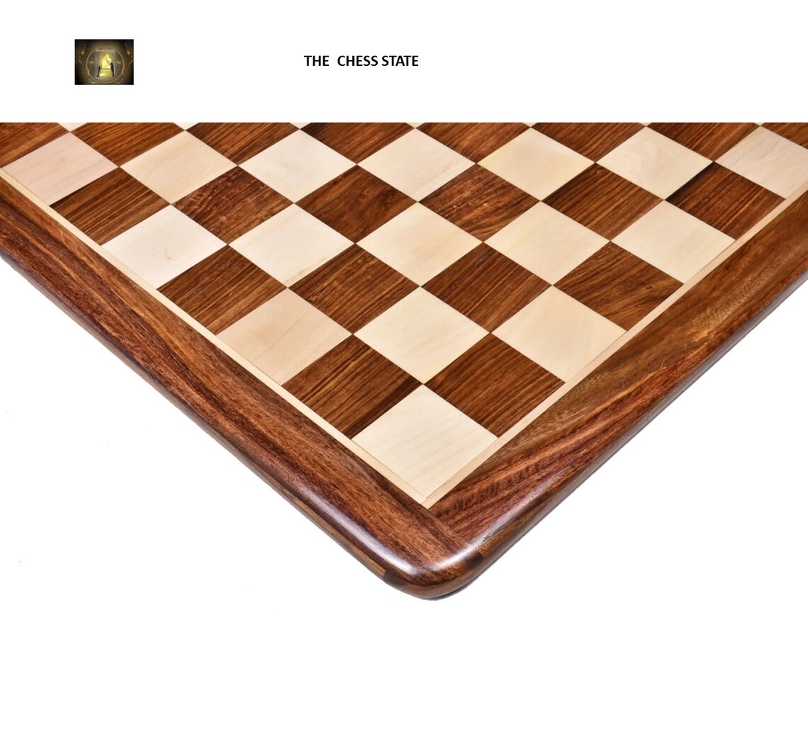 Round Edge Series Hand Carved Chess Board 17 to 21 in Maple & Golden ...