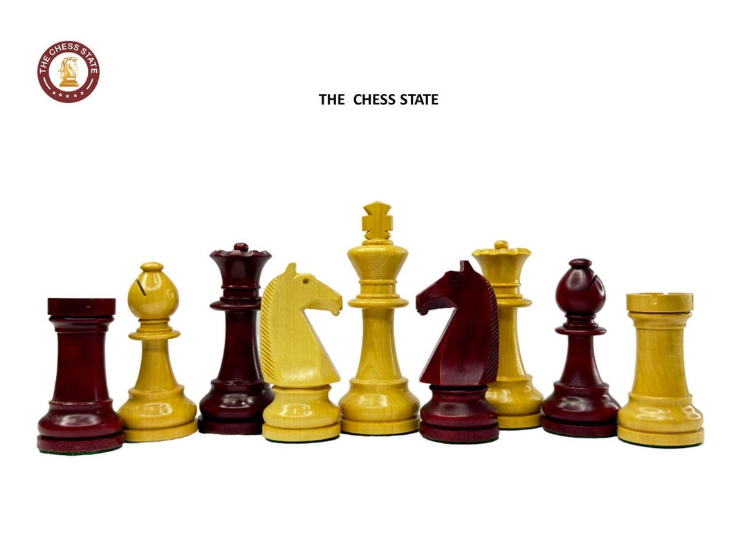 90s Repro 3.6 French Chavet Championship Chess Pieces Only Mahogany ...