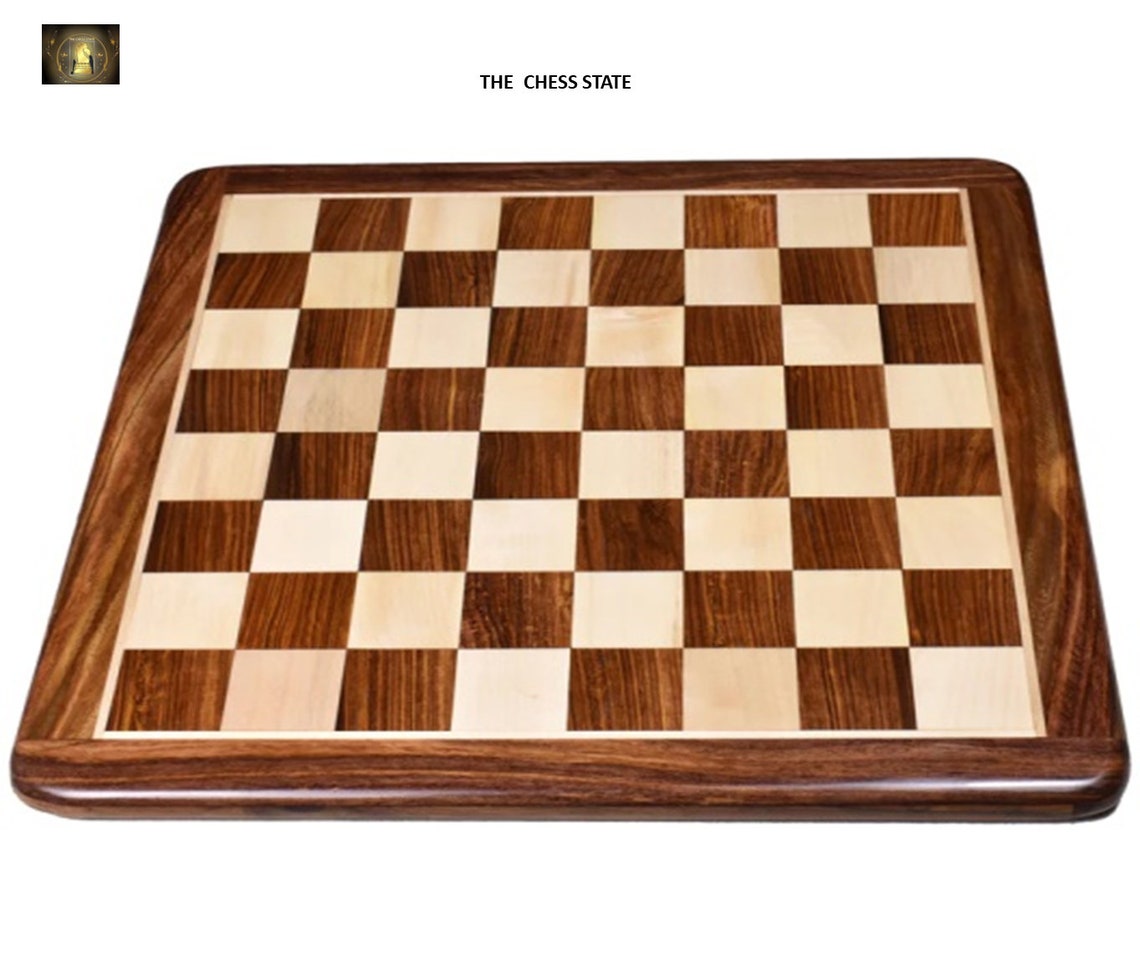 Round Edge Series Hand Carved Chess Board 17 to 21 in Maple & Golden ...