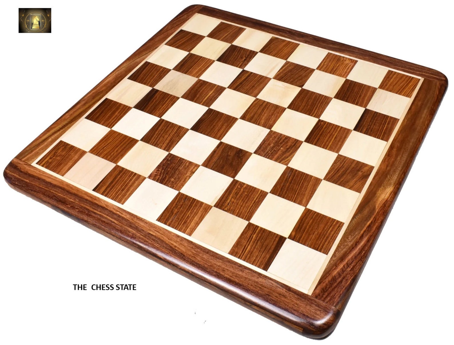Round Edge Series Hand Carved Chess Board 17 to 21 in Maple & Golden ...