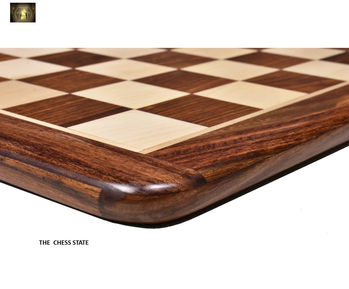 Round Edge Series Hand Carved Chess Board 17 to 21 in Maple & Golden ...