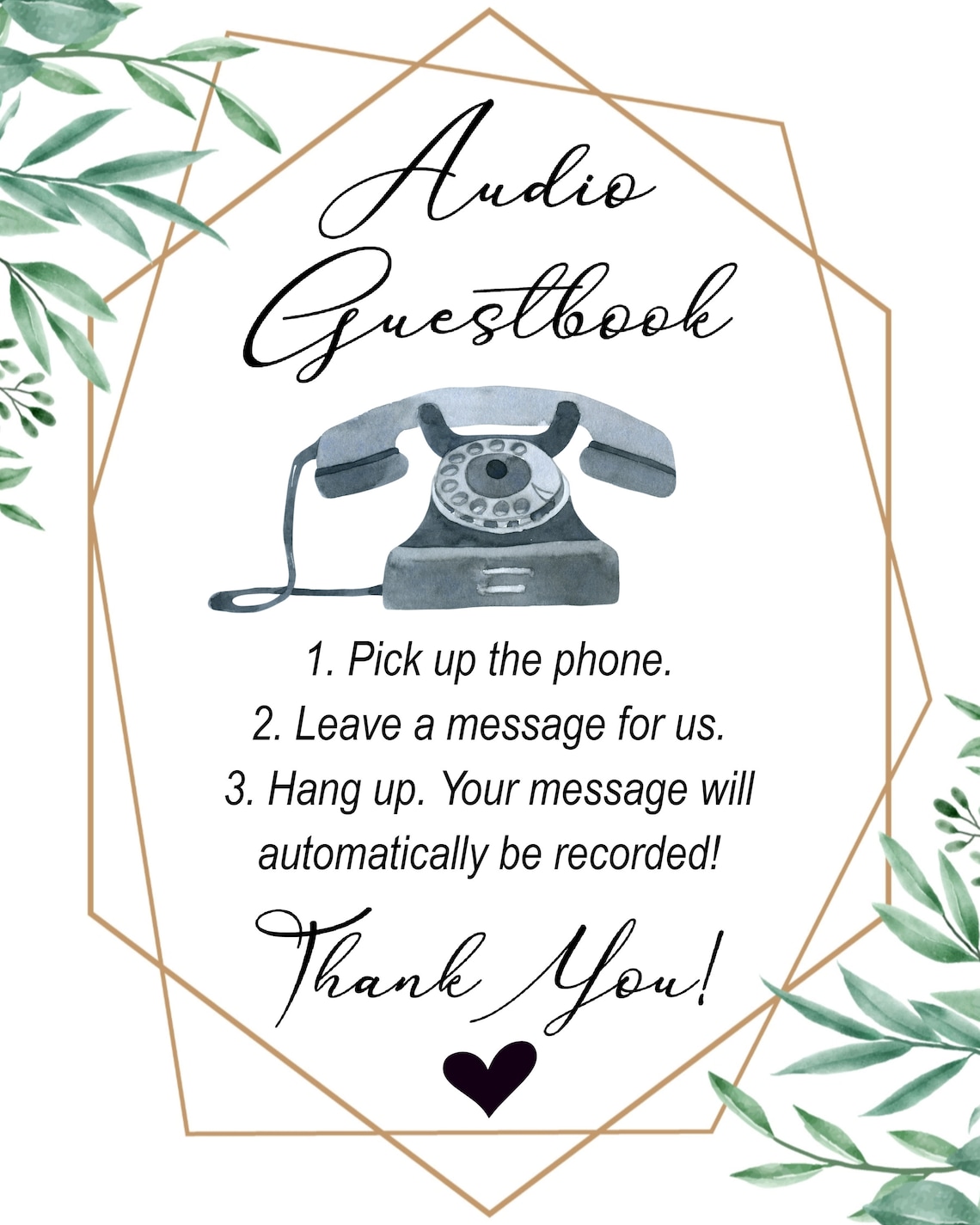 Audio Guestbook Sign Printable Wedding Sign - Etsy