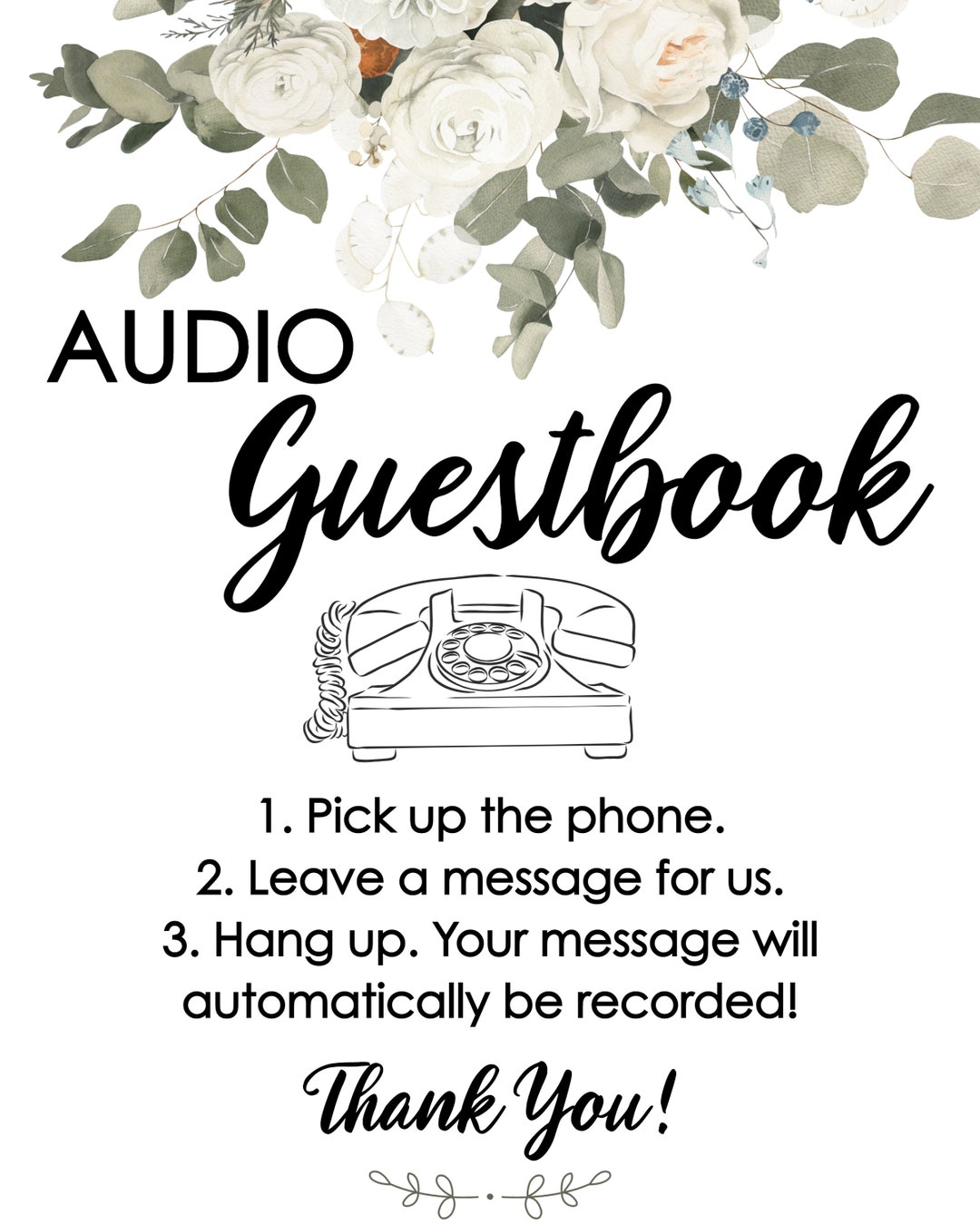 Elegant Audio Guestbook Sign - Printable Ivy Boho Wedding Sign - Etsy