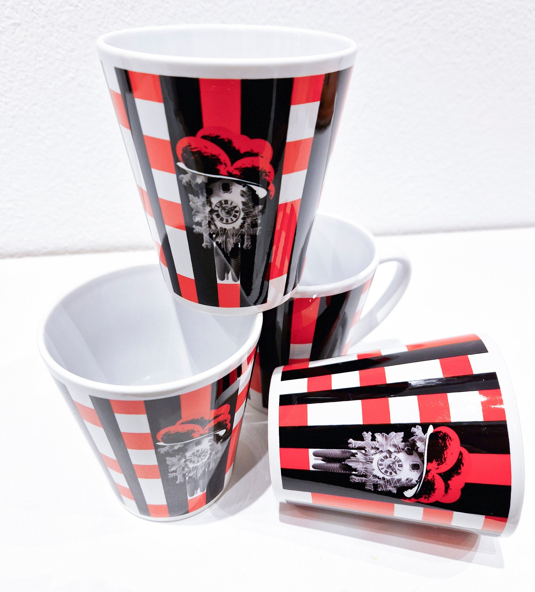 4x Black Forest Cups / Mugs / Cup With Cuckoo Clock red/white Conical ...