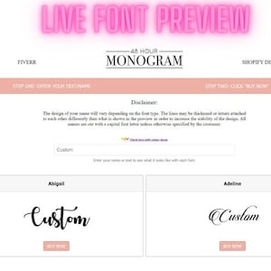 Live Font Preview for Etsy or Shopify - Etsy