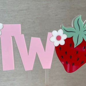 Strawberry Cake Topper 2nd Birthday Cake Topper Strawberry Theme | 2 ...