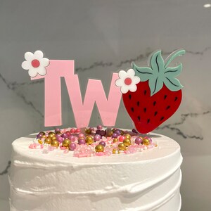Strawberry Cake Topper 2nd Birthday Cake Topper Strawberry Theme | 2 ...