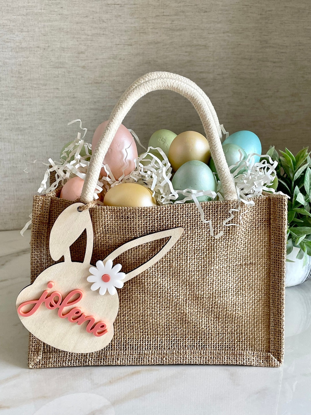 Personalized Easter Basket Tags, Easter Bunny Name Tag, Personalised ...