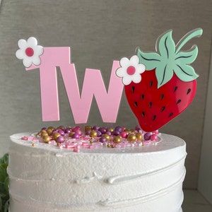 Strawberry Cake Topper 2nd Birthday Cake Topper Strawberry Theme | 2 ...