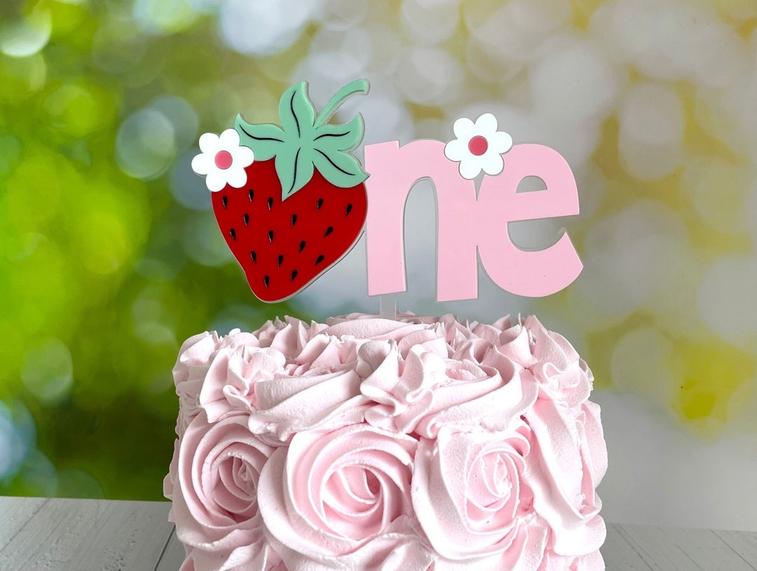 Strawberry Cake Topper Berry 1st Birthday Cake Topper Strawberry Theme ...