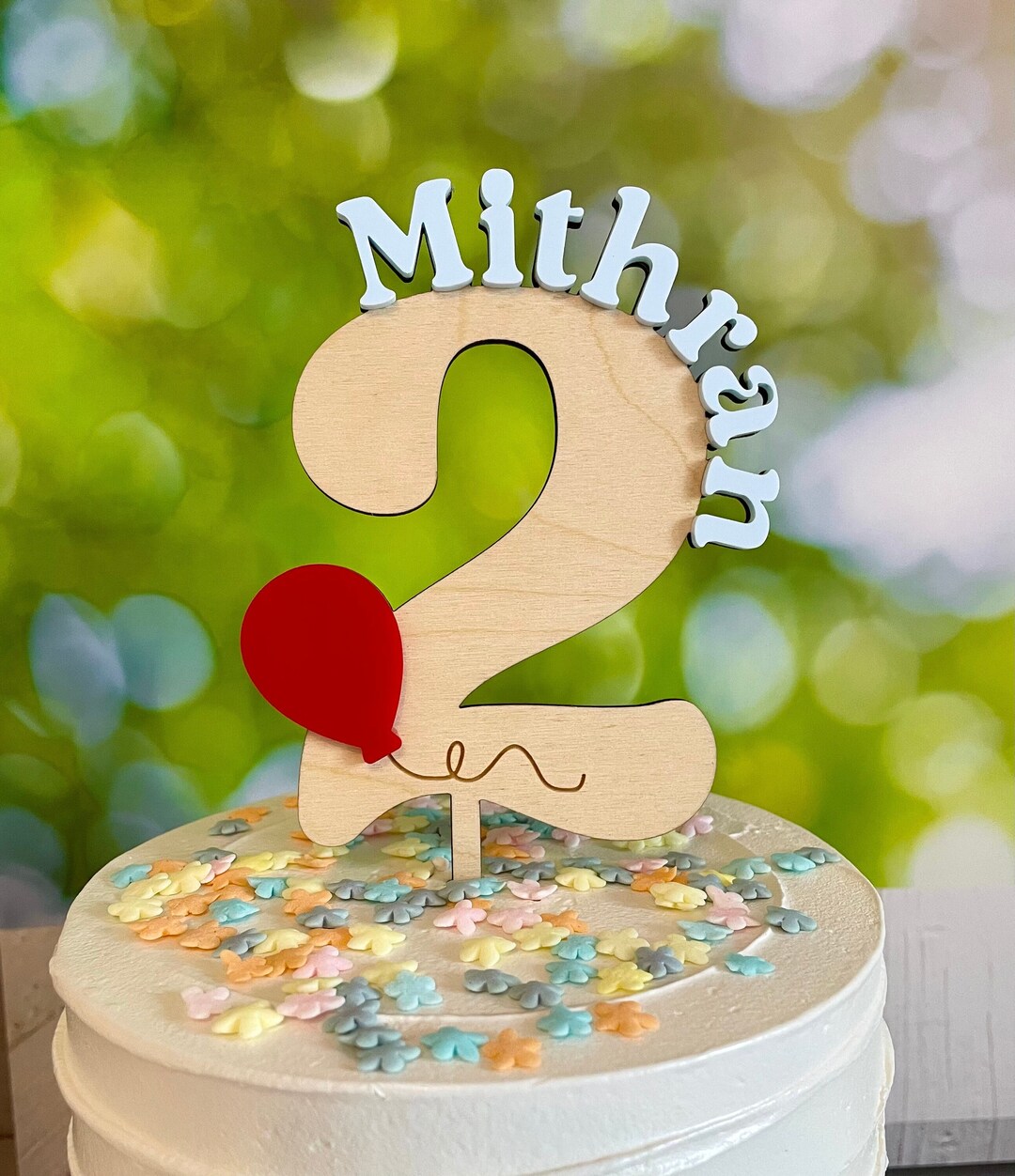 Balloon Birthday Cake Topper (age Number 1,2,3) | Personalized Name ...