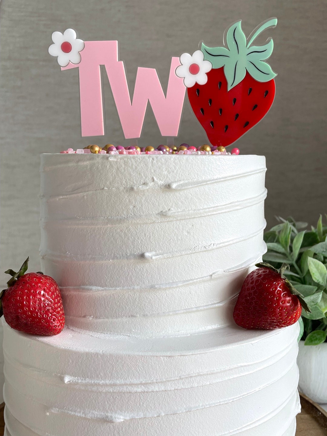 Strawberry Cake Topper 2nd Birthday Cake Topper Strawberry Theme | 2 ...