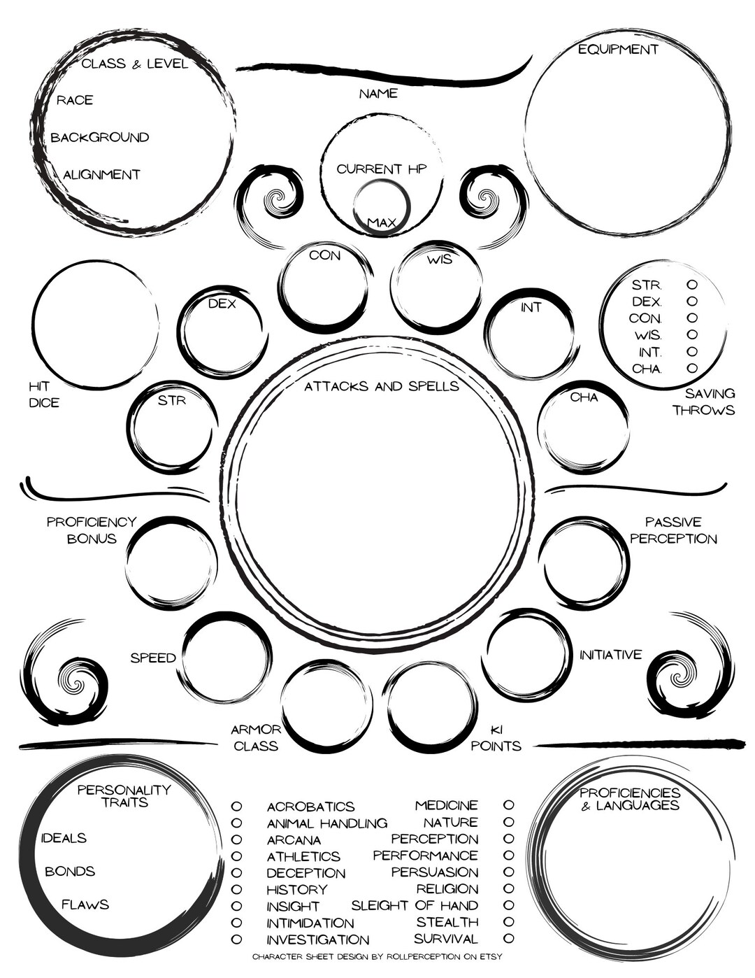 D&D 5e Monk Character Sheet - Etsy