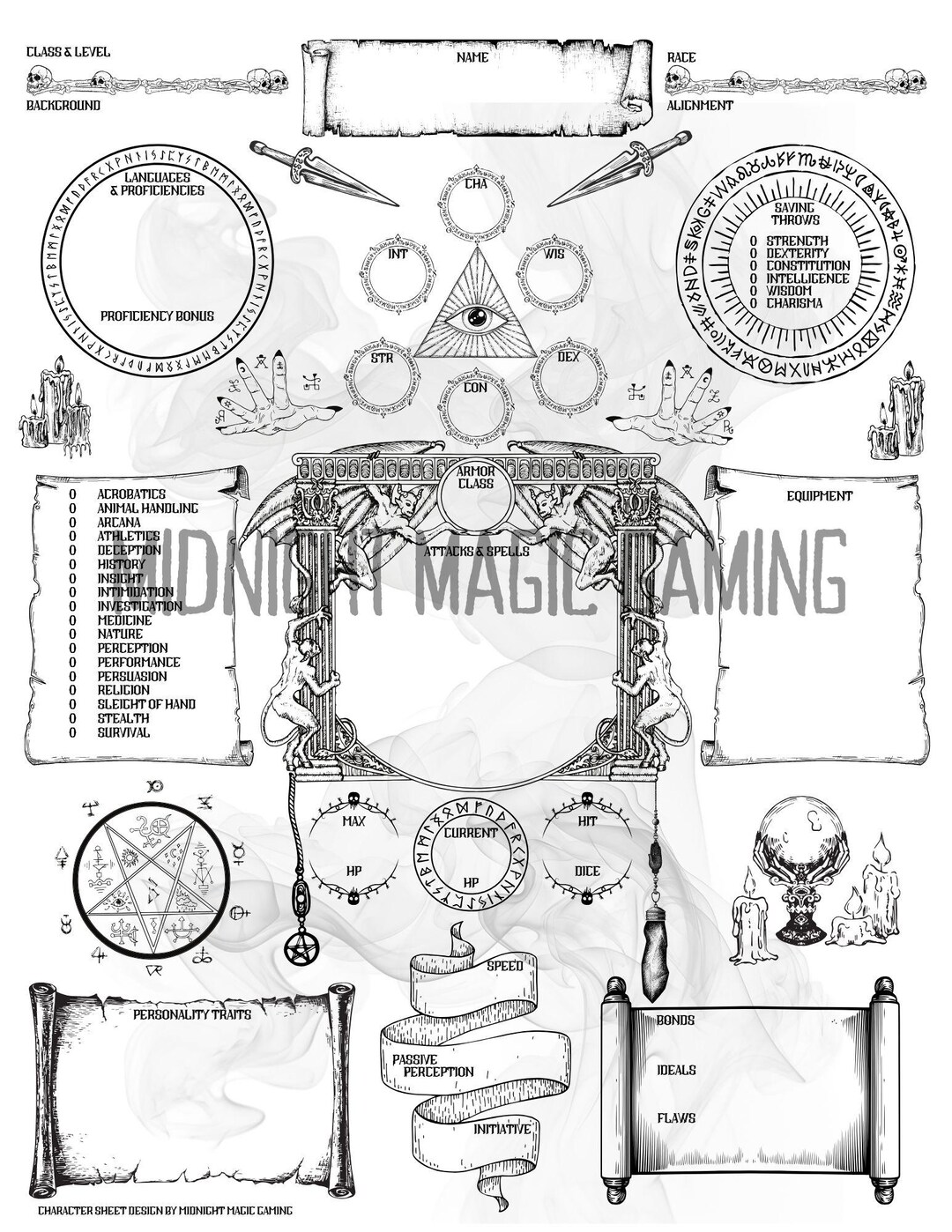 D&D 5e Warlock Character Sheet - Etsy