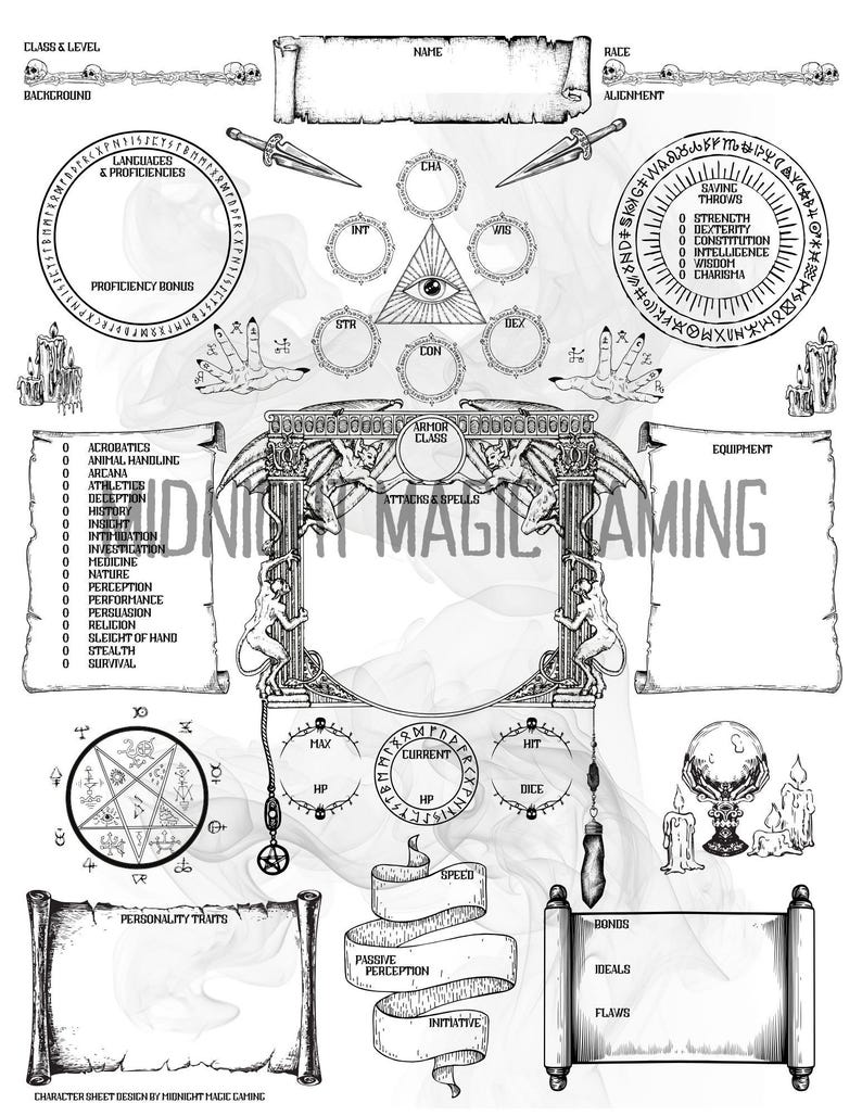 Warlock Character Sheet D&D 5th Edition - Etsy