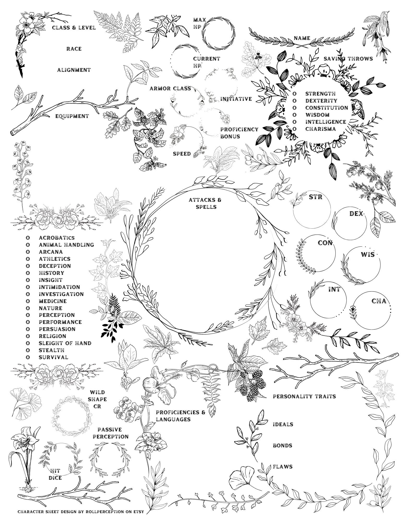 D&D 5e Druid Character Sheet - Etsy
