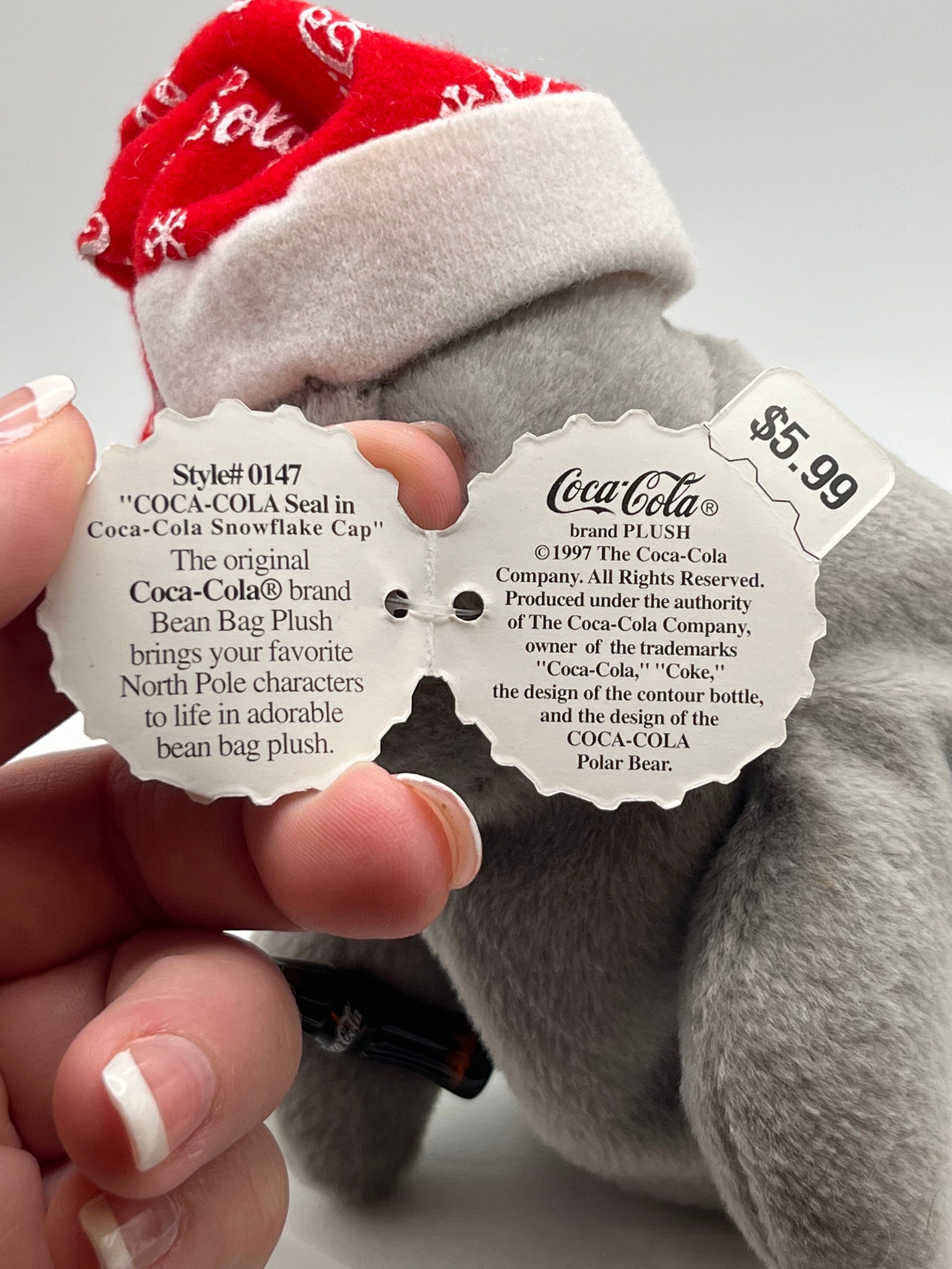 Vintage Coca-cola Bean Bag Plush 1998 Seal With Santa Hat - Etsy