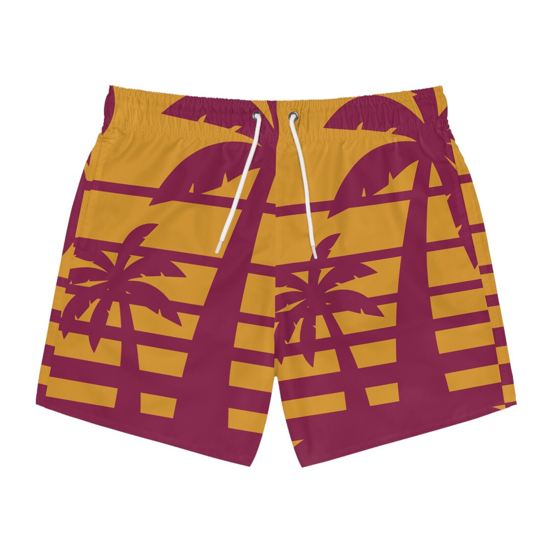 Tropical Palm Tree Swim Trunks Beach Vacation Board Shorts, Summer Pool ...