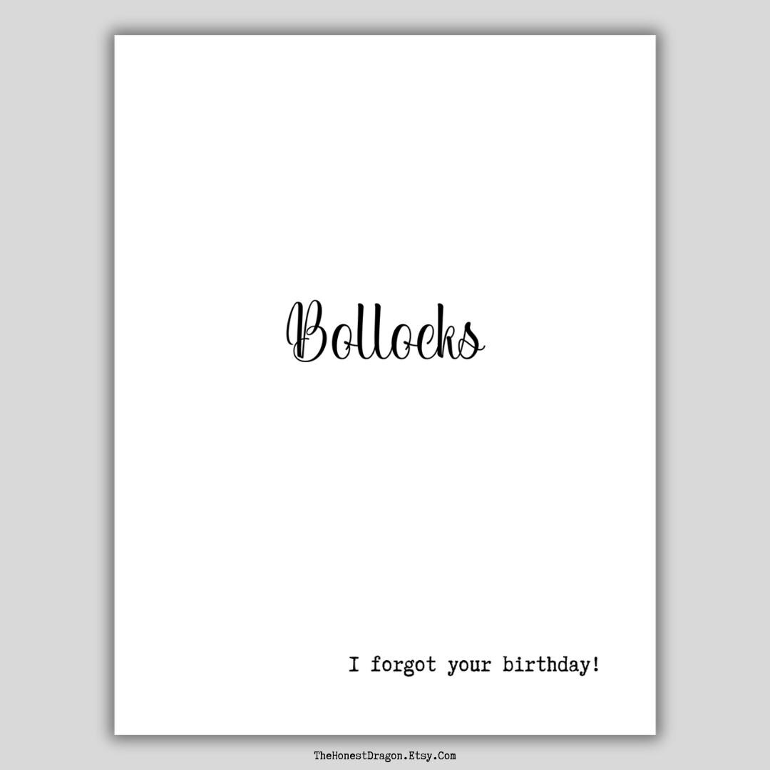 Bollocks - Funny Belated Birthday Card | British Humor - Size 4.25" X 5 ...
