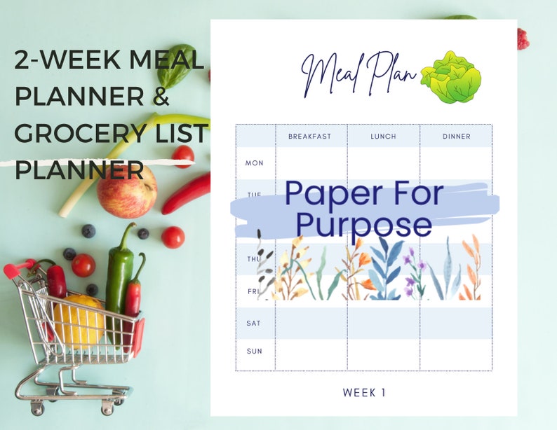 Meal Planner and Grocery List for 2-weeks / Meal Plan Help / - Etsy