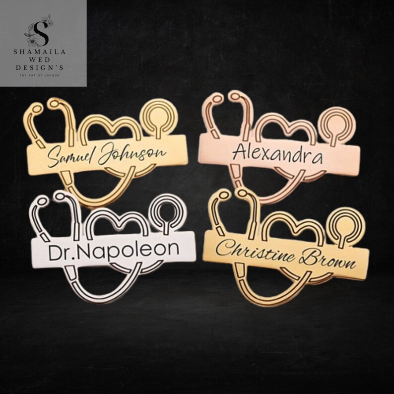 Personalized Stethoscope Name Tag, Stethoscope Brooch, Stethoscope ...