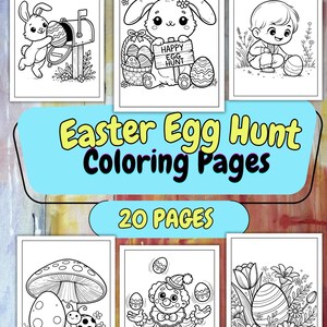Easter Egg Hunt Coloring Pages for Kids 20 Fun Printable Sheets Easter ...